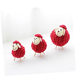 BRIGHTFUFU Mini Sheep Craft Lamb Christmas Ornament Decorative Adornment Handmade Wool Felt Small Decorations for Xmas Tree