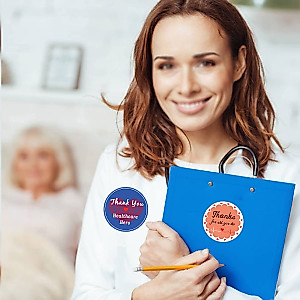 Healthcare Workers Thank You Sticker 1.5 inch Nursing School Graduation Labels for Nurses Week Doctors EMT Essential Workers Gift Card Envelopes,Package Sealing 500 pcs