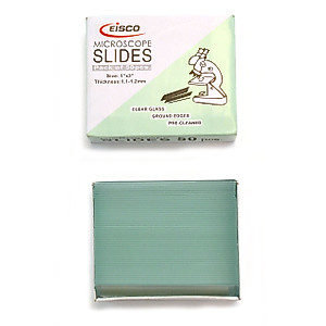 Eisco Labs Microscope Glass Slide - Plain - Pack of 50, Size 75 x 25 mm Thickness 1.1-1.2