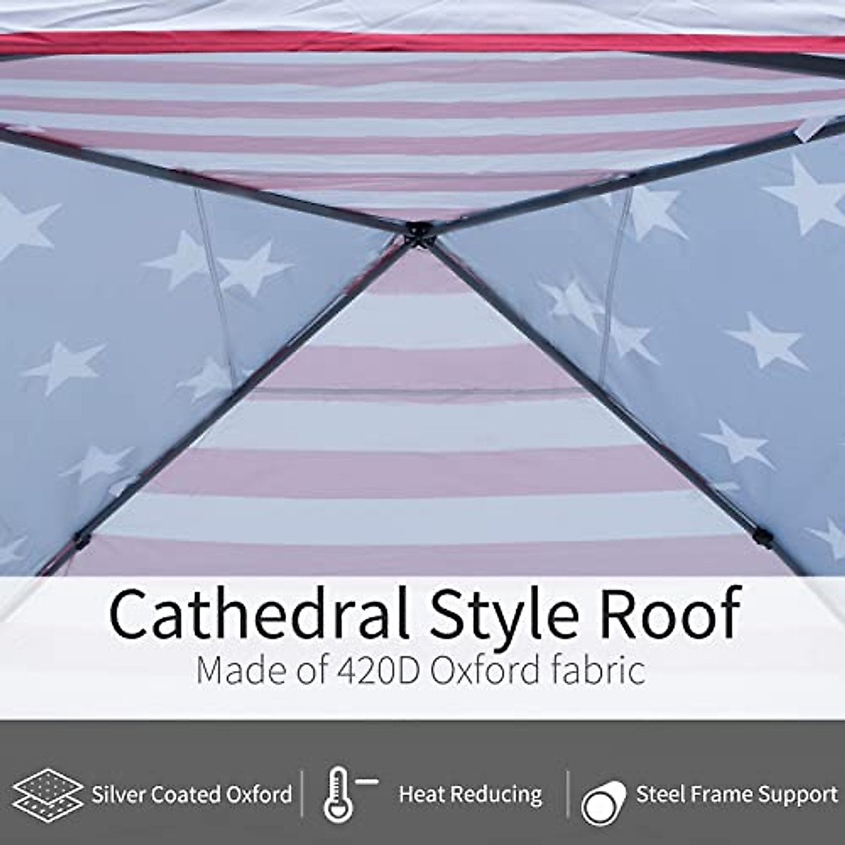 Outsunny 10' x 10' Pop Up Canopy Tent with Netting and Portable Carry Bag, Instant Sun Shelter, Tents for Parties, Height Adjustable, for Outdoor, Garden, Patio, American Flag