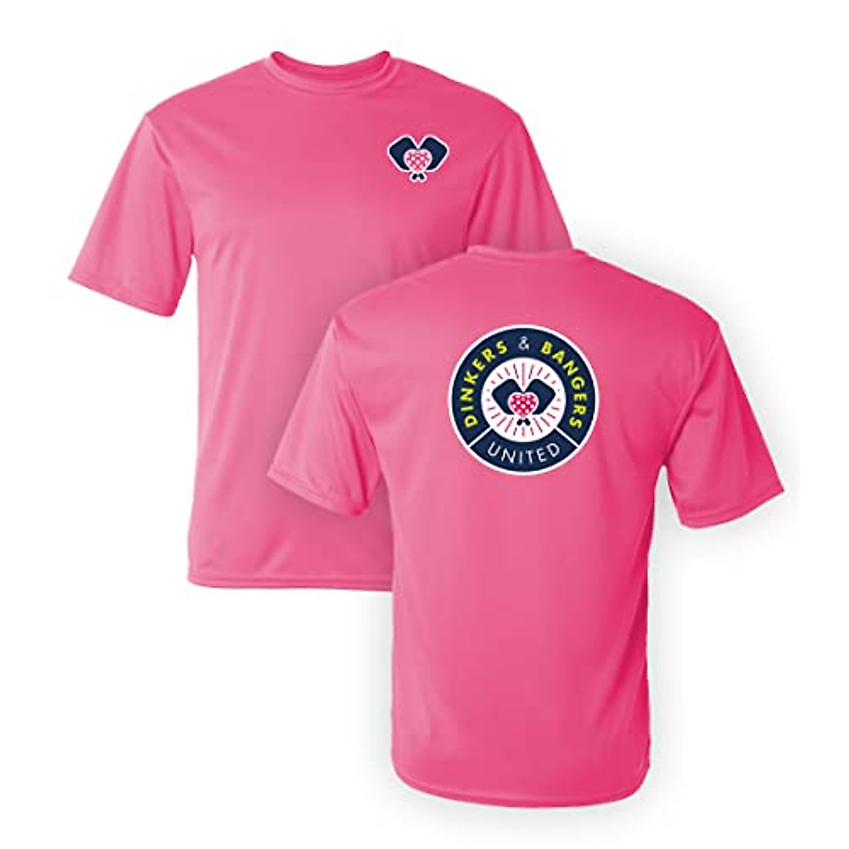 Dinkers & Bangers - Pink United - Men's Pickleball Performance T-Shirt - 2 Sided - Pink - L