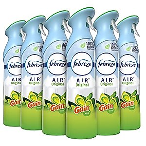 Febreze Air Freshener and Odor Eliminator Spray, Gain Original Scent, 8.8 Oz (Pack of 6)