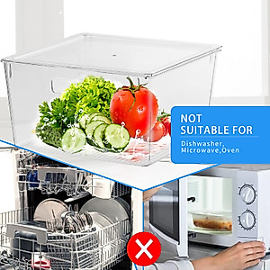 12-pack Clear Stackable Fridge Organizer with Lids, Egg Holder for Refrigerator, Plastic Refrigerator Organizer Bins with 4 Drain Trays, Fruit Storage Containers for Fridge