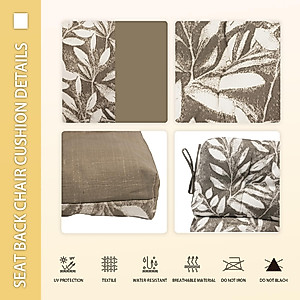 Sunshine Outdoor 44''x22''x4 Indoor/Outdoor High Back Chair Cushions,seat/Back Chair Cushions,All-Weather Deep Seating Rocking Chair Patio Garden Chaise Lounge Sun Lounger 2 Sets Grey Leaves