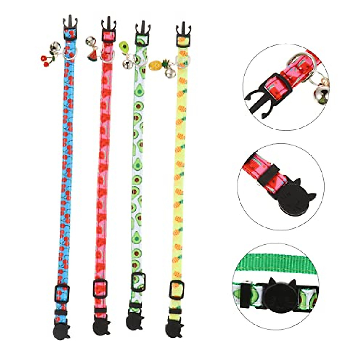 Mipcase 4pcs Pet Fruit Collar Small Cat Collar Cat Collars Personalized Small Puppy Collar Dog Collar Quick Release Buckle Pet Party Decor Favor Breakaway Cat Collar Cat Supplies Separate