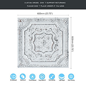PAINTSDECOR Faux Tin Painting Panel Embellished Ceiling Tiles for Cafe Club Salon Hotel Store Bar 2'x2' PL04 Distress Crack White Black