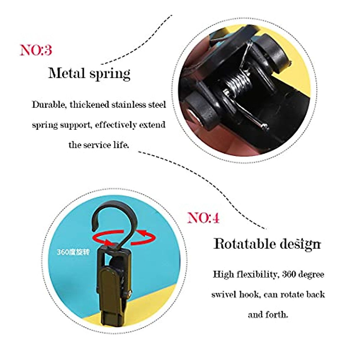 AKOAK 10 Pcs Black Plastic Hat Clip Laundry Hanger Clip Multi-Function Rotable Curtains Clip Household Scarf Hanger Bathroom Towel Clip Suitable for Hats, Boots, Socks, Quilts, Clothes Clip