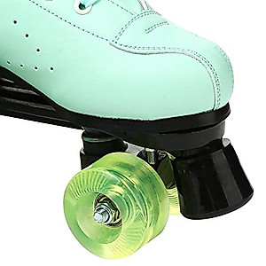 XUDREZ Roller Skates Candy Color PU Leather Shoes Double-Row Design Latest Version Flashing Pattern Roller Skates for Women and Men (Green-Flashing Wheels,42=US:Men:8-Women:9.5)