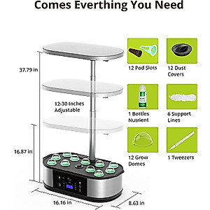 Hydroponics Growing System, SXYCMY Growing Plants up to 30 Inches with Powerful 30W 120 LED Grow Light, Silent Pump, Automatic Timer for Home Kitchen Gardening, APP & WiFi Remote Control