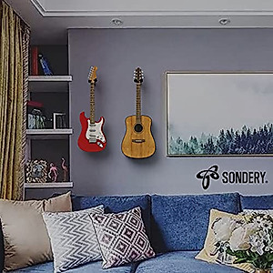 Sondery Guitar Wall Mount Hanger, Auto Lock and Adjustable Hook Holder for Acoustic and Electric Guitar, Ukulele, Bass, Banjo and Mandolin