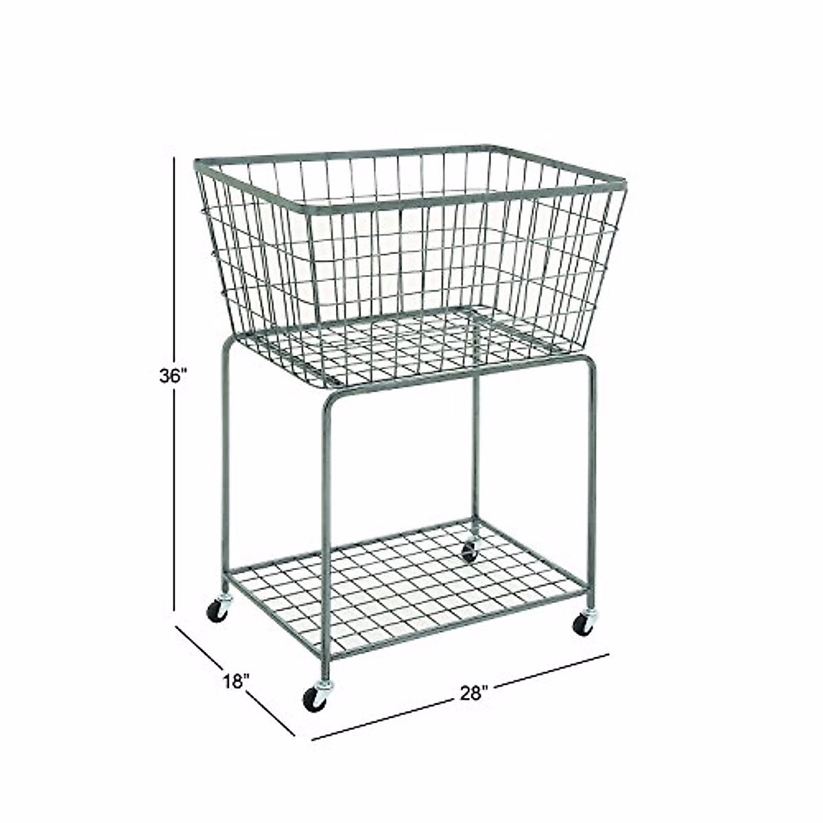 Deco 79 Metal Trapezoid Storage Cart with Wheels, 28" x 18" x 36", Gray