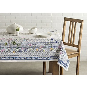 Maison d' Hermine Tablecloths 100% Cotton 60"x120" Decorative Rectangle Tablecloth Washable Table Cover, Holiday Dinner, Wedding, Baby Shower & Dining, Faience - Spring/Summer