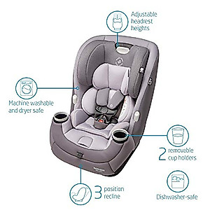 Maxi-Cosi Pria All-in-One Convertible Car Seat, rear-facing, from 4-40 pounds; forward-facing to 65 pounds; and up to 100 pounds in booster mode, Silver Charm