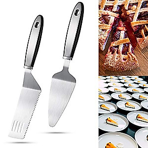 2 Pieces Stainless Steel Pie Server Set Cake Cutter Serrated Spatula Pizza Tart Dessert Slicer for Cutting and Serving Desserts Brownies Lasagna