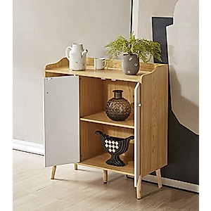 GDLMA Storage Sideboard, Kitchen Cabinet with Door and Shelves (Natural Wood)