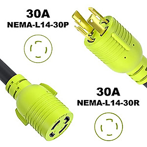 AOWEITOUR 4 Prong 30 Amp Generator Extension Cord,NEMA L14-30P/L14-30R 10 Gauge SJTW,Twist Lock Plug Heavy Duty Electric Extension Wire,125/250V,30Amp 7500W (40FT)
