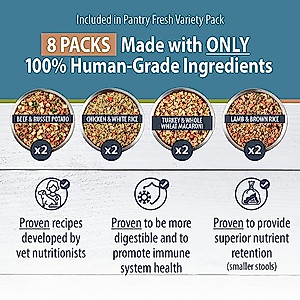 JustFoodForDogs Pantry Fresh Dog Food Variety Pack, Complete Meal or Dog Food Topper, Beef, Chicken, Turkey, & Lamb - 12.5 oz (Pack of 8)