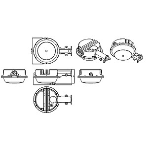 RAB YBLED Field-Adjustable Yard Blaster, 5000K/4000K/3000K with Integrated Dusk to Dawn Photocell