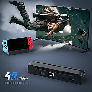 Switch Dock(with LAN Port), Docking Station for Switch/Switch OLED, Switch Portable Charging Stand with Ethernet Port, 4K HDMI 2.0 and USB 2.0 Port, Replacement for Switch Dock