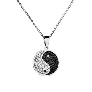 RZCXBS Yin Yang necklace Surgical Stainless Steel Chinese Taiji Bagua Jewelry with Diamond Eight Diagrams