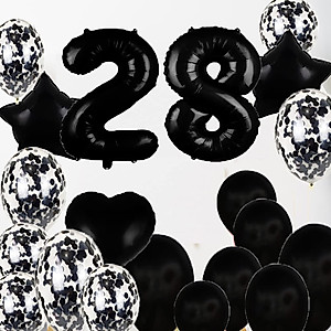 ZSNWGZ Sweet 28th Birthday Decorations Party Supplies,Black Number 28 Balloons,28th Foil Mylar Balloons Latex Balloon Decoration,Great 28th Birthday for Girls,Women,Men,Photo Props