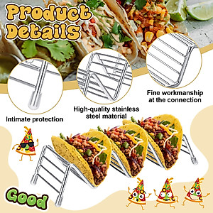 8 Pcs Taco Holders Set Stainless Steel Taco Holder Stand Shell Taco Stand Stackable Taco Plates for Taco Bar Gifts Accessories Rack, Holds 3 or 4 Hard Tacos for Baking as Truck Tray, Dishwasher Safe
