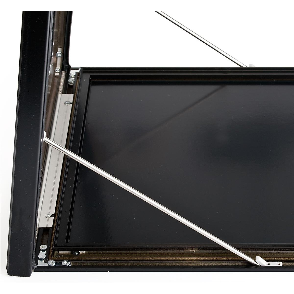 Weather Resistant, Magnetic Surface, Bulletin Board with Swing-Open Locking Door, Wall Mounted, Matte Black Finish Aluminum Frame, with Header, for Indoor Or Outdoor Use