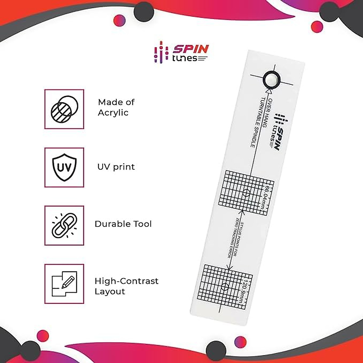 Turntable Azimuth Cartridge Alignment Protractor Set - Vinyl Record Player VTA Azimuth Ruler and Turntable Phono Cartridge Stylus Alignment Protractor