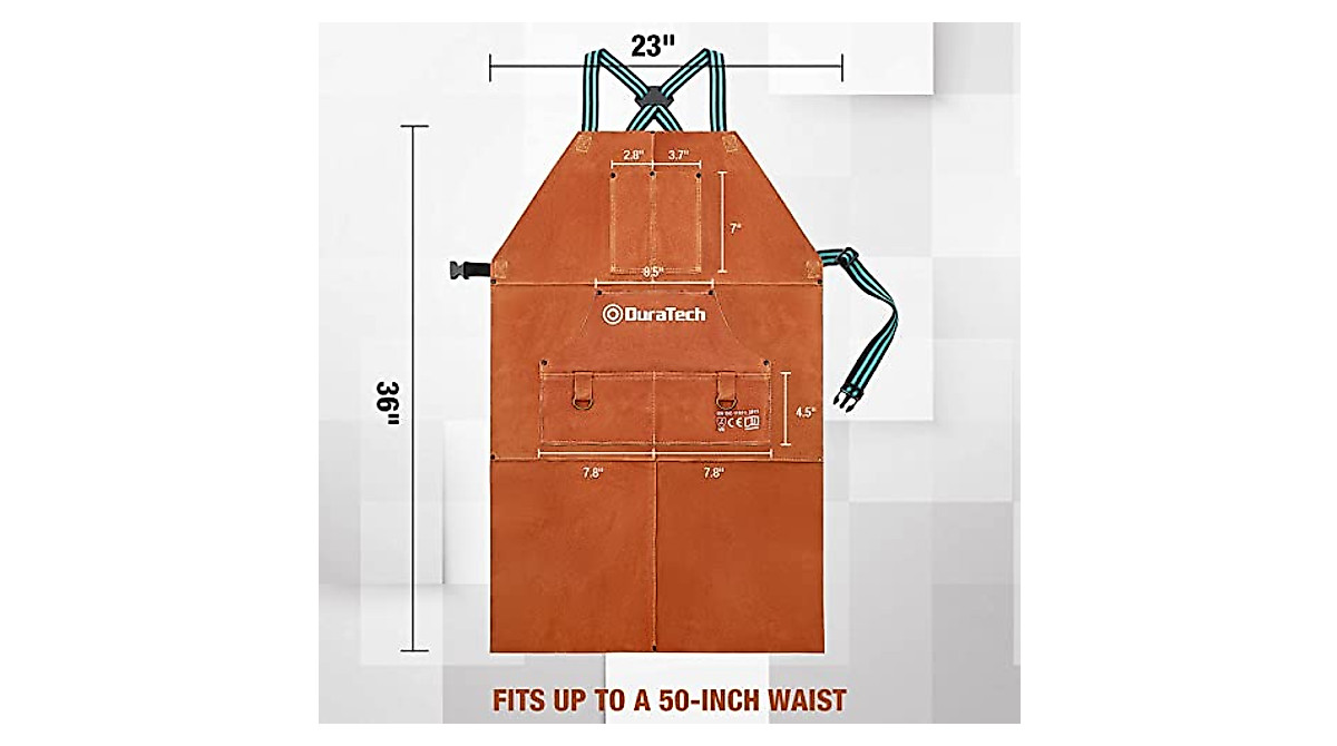 DURATECH 36" Leather Welding Apron - Heavy Duty & Flame Resistant