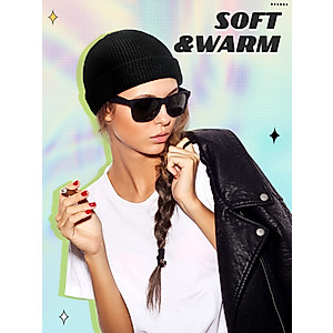 SATINIOR 4 Pieces Winter Short Fisherman Beanie Hat Trawler Beanie Watch Hat Edge Skullcap for Men (Black, Brown, Yellow, Blue, Dark Grey)