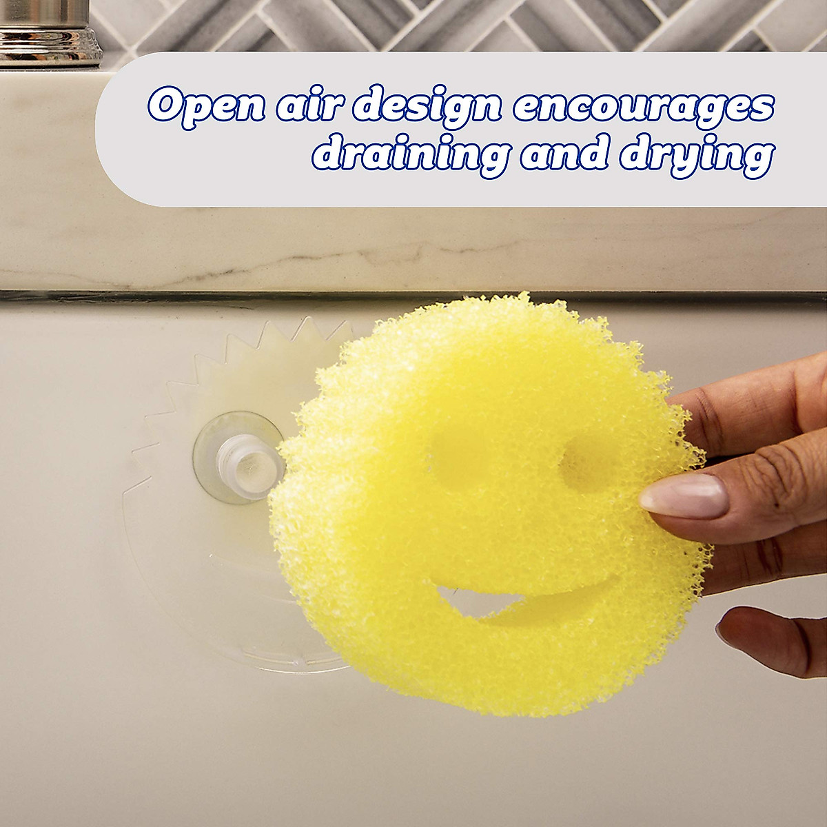Scrub Daddy Sponge Holder - Daddy Caddy - Suction Sponge Holder for Smiley Face Sponge , Non-Slip Suction Cups, Sink Organizer for Kitchen and Bathroom, Self Draining, Dishwasher Safe - 2ct