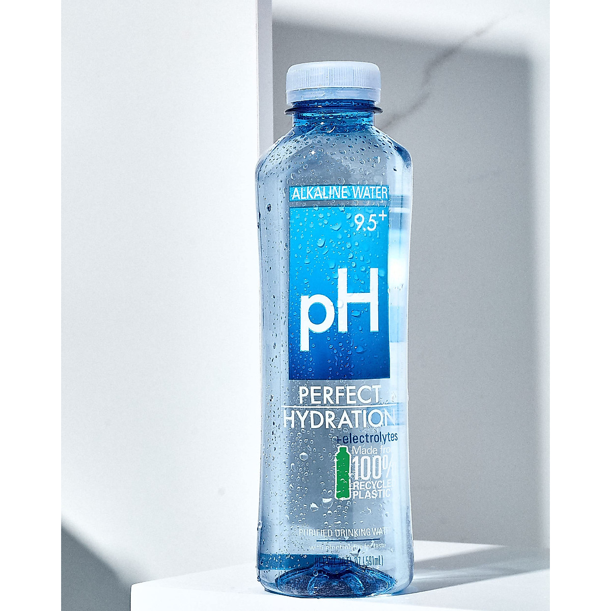 Perfect Hydration 9.5+ pH Alkaline Drinking Water 100% Recycled Bottles Electrolyte Minerals for Taste 24 pack - 20 oz