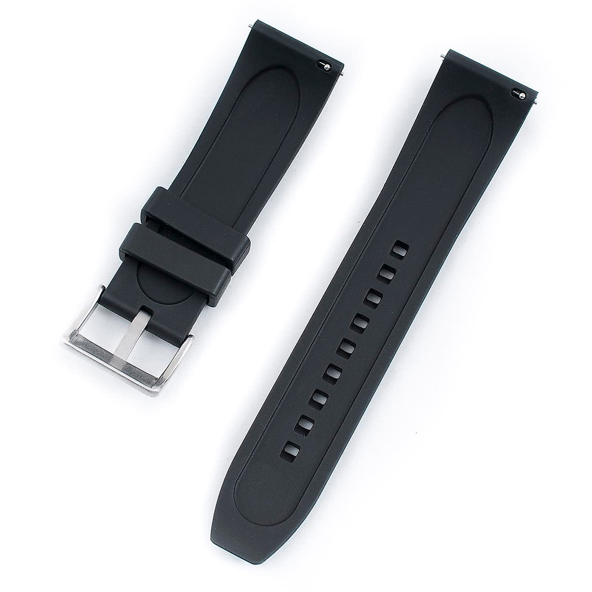 StrapHabit Quick Release Rubber Watch Strap Band FKM 20mm 22mm 24mm (Black, 22mm)