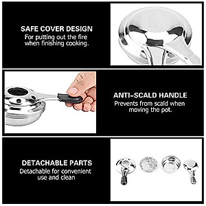 Srliya Mini Alcohol Stove Burner, Portable Stainless Steel Alcohol Stove Burner Outdoor Camping Panic Cooking Pot