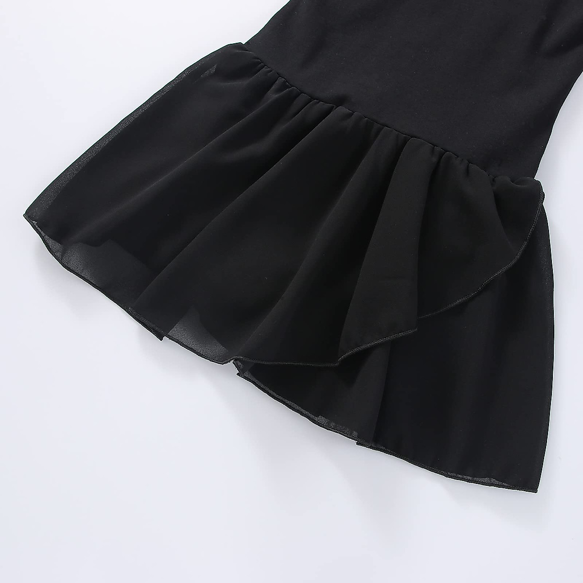 vivifayee Girls Ballet Leotards Dance Tutu Dress with Chiffon Bow Skirted Outfit X-Black