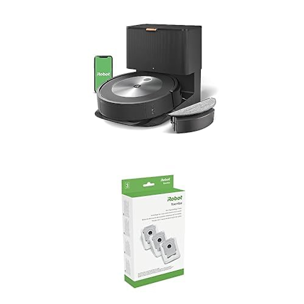 iRobot Roomba Combo j5+ Self-Emptying Robot Vacuum & Mop + iRobot Roomba Authentic Replacement Parts - Clean Base Automatic Dirt Disposal Bags, 3-Pack