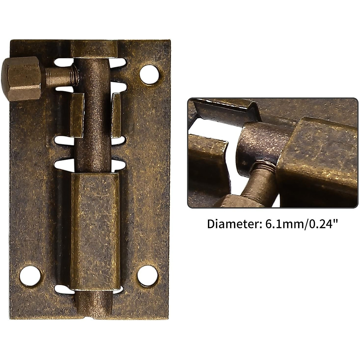 Mikayon 2 Inches Sliding Door Latch,6 Pcs Golden Latch Lock,Barrel Bolt Latch with Screws,Stainless Steel Barrel Bolt for Door Bedroom Bathroom Window Fence (Antique Bronze)