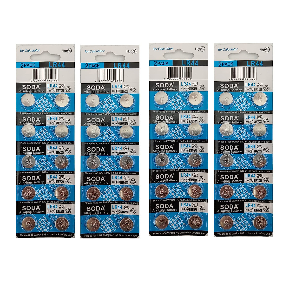 AG13 LR44 L1154 357 A76 Alkaline Button Cell Battery with Retail Blister Pack Cards (40)