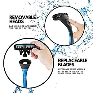 Metablade Back Shaver for Men - Long Handle Back Hair and Body Shavers - Replaceable Ultra Wide Blades, DIY Shave Wet or Dry