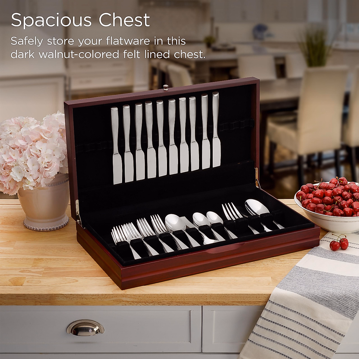 Wallace Dark Walnut Flatware Chest, 19 inches wide