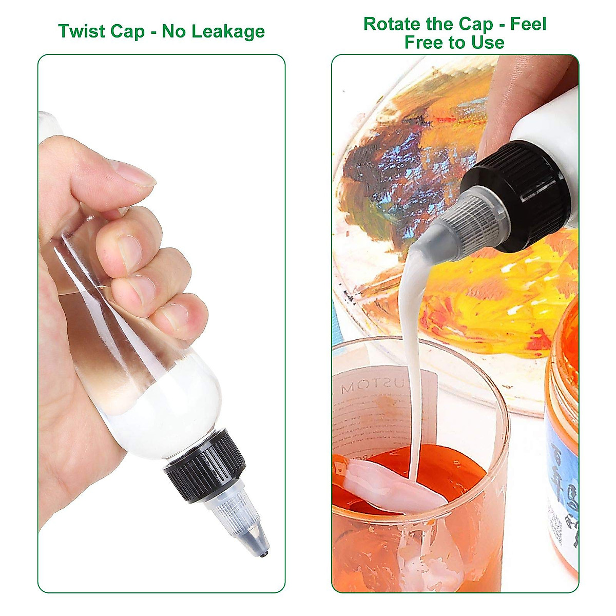 ABuff 32-Pack Clear Dispensing Bottles, 120ml/4 Ounce Plastic Squeeze Condiment Bottles with Twist-on Cap Lids - Round Plastic Squeeze Bottle for Ketchup,Mustard,Olive Oil and More