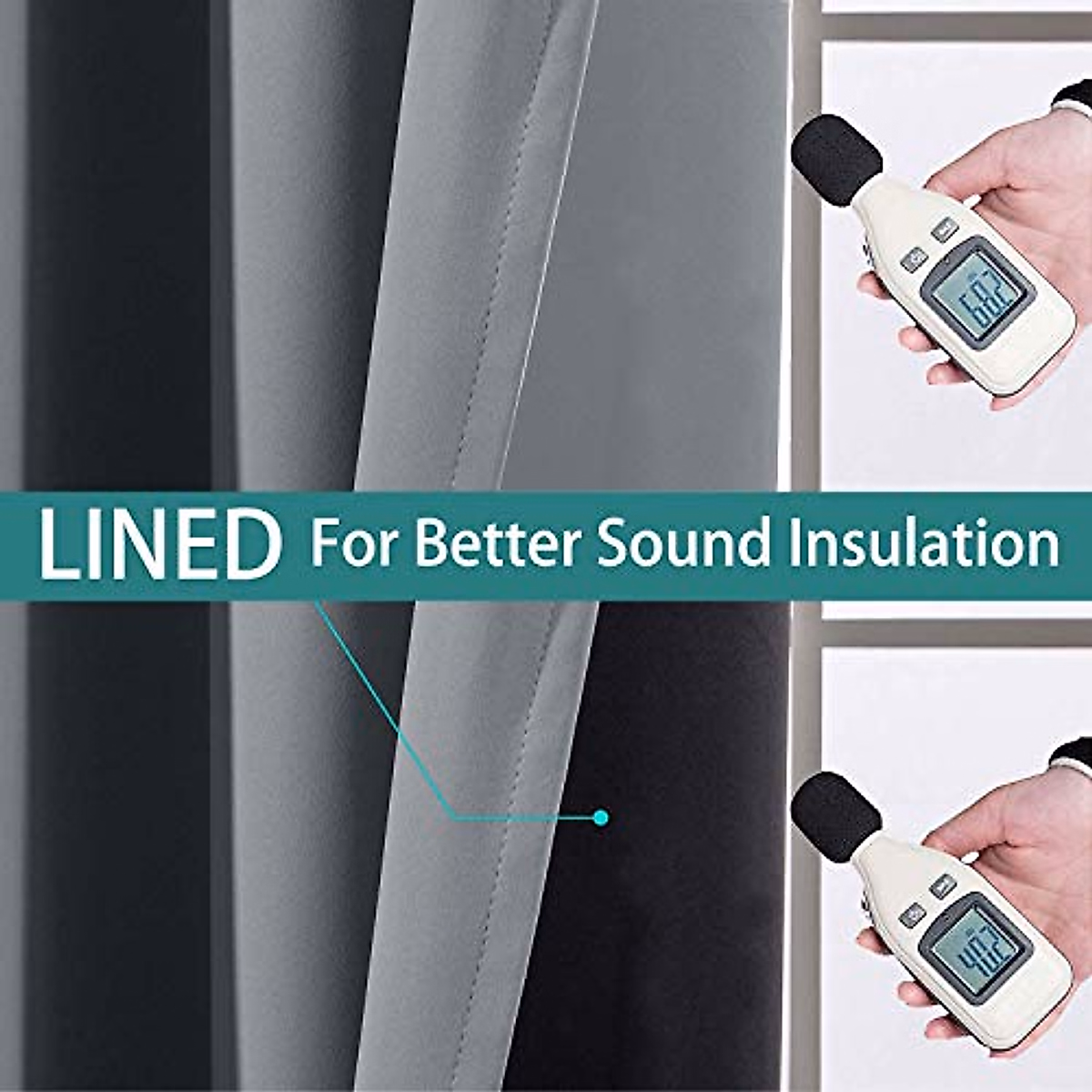 Yakamok 100% Blackout Curtains 84 Inches Long, 2 Thick Layers Heat and Full Light Blocking Soft Thermal Insulated Drapes for Bedroom(52" Wide Each Panel, Grey, 2 Panels)