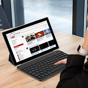 YQSAVIOR Android 13 Tablet 10 Inch, 12GB RAM 128GB ROM 1TB Expand, 2 in 1 Computer Tablet with Keyboard, IPS HD Screen, 6000mAh, 2.4G/5G/WiFi 6 Bluetooth 5.0 Tablet Pc with Stylus, Mouse, Black