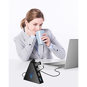 USB C Hub 4 Ports JoyReken,USB Hub Tower with 2 FT Extended Cable,Type C to USB Hub Compatible with MacBook,Mac Pro/Mini,iMac,Gaming Laptops,Surface Pro,Flash Drive,Mouse,Keyboard.(Black)