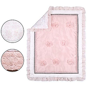 The Peanutshell Pink Crib Bedding Set for Baby Girls | 3 Piece Arianna Nursery Set | Crib Quilt, Fitted Crib Sheet, Dust Ruffle