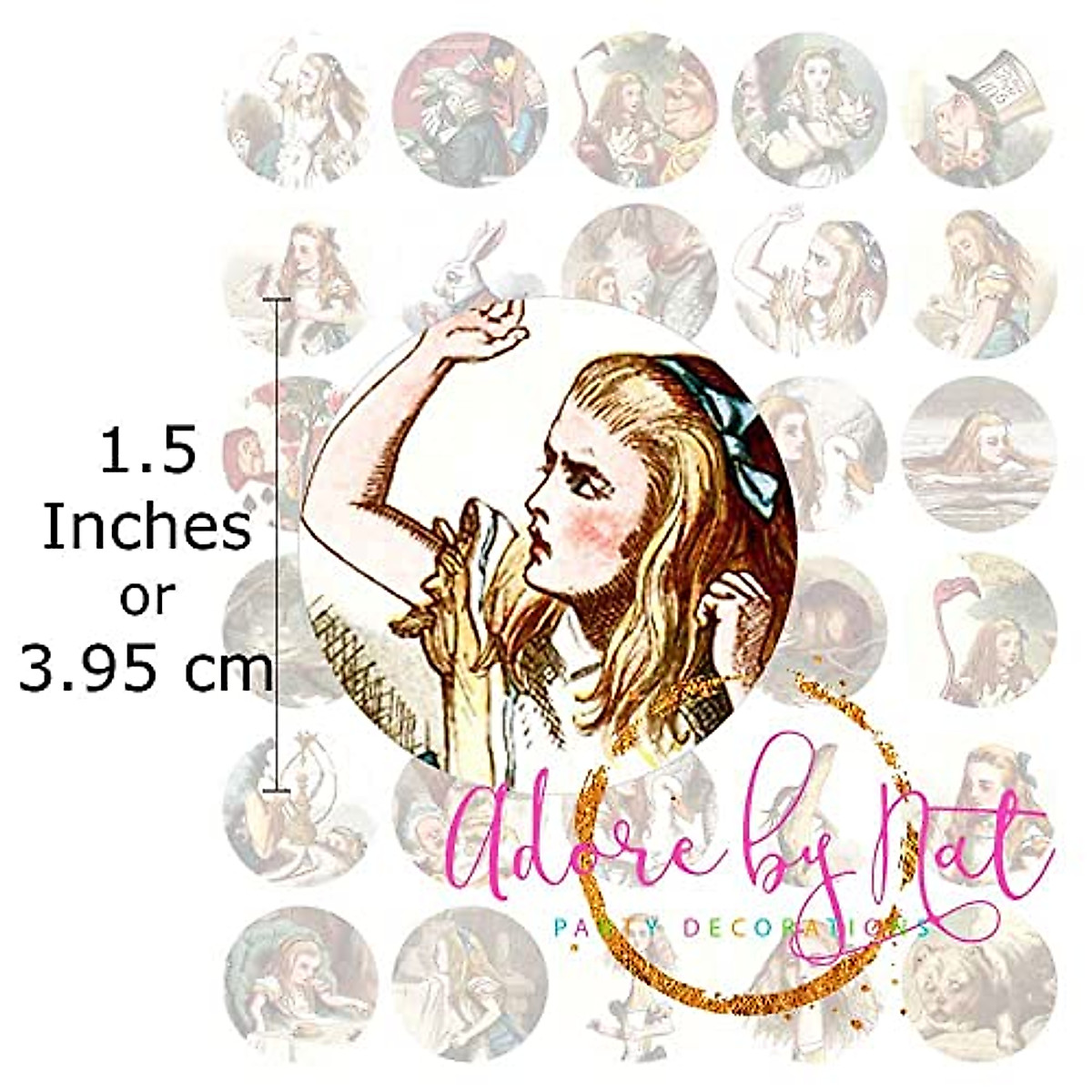 Alice in Wonderland Sticker Labels - Vintage Envelope Seal and Party Favor Collection - Set of 50
