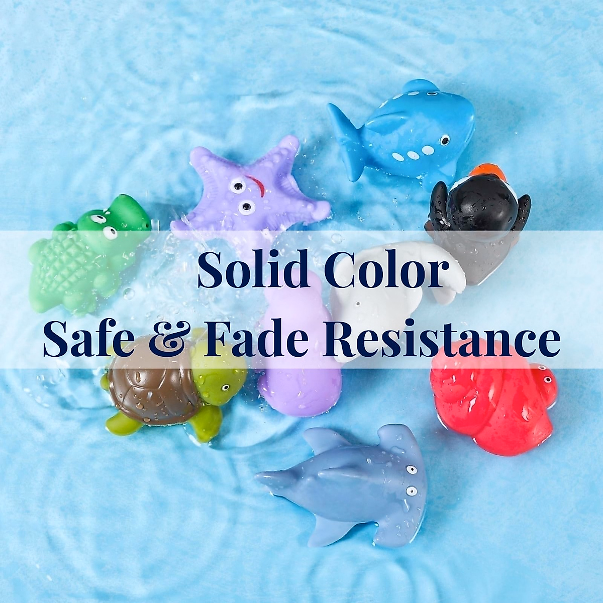 XY-WQ Bath Toys No Hole, for Infants& Toddlers, No Hole Bathtub Toys (Sea Animals Ⅱ, 9 Pcs with Mesh Bag)