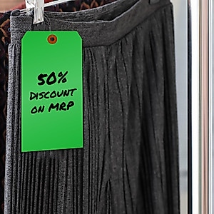 SmartSign (Pack of 100) Green Plastic Tags with Wires, 6.25 x 3.125 inch, Metal Eyelet, 10 mil Tear-Proof Polylith Plastic, Writable