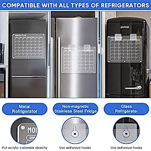 Acrylic Magnetic Dry Erase Board for Fridge 16"X12", Adhesive Monthly Acrylic Calendar Board for Refrigerator/Wall, Clear Acrylic Fridge Calendar White Board with 6 Dry Erase Markers and Eraser