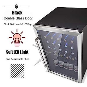 Antarctic Star Beverage Refrigerator Cooler-120 Can Mini Fridge Glass Door for Soda Beer or Wine – Glass Door Small Drink Dispenser Machine Touch Screen for Home, Office or Bar, 4.5cu.ft.…